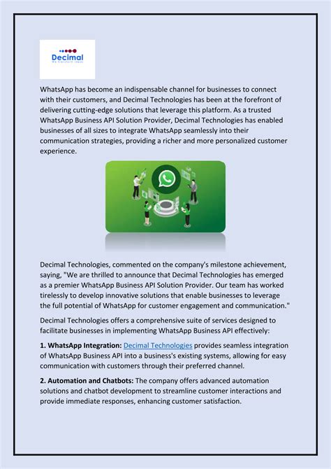 PPT WhatsApp Business API Solution Provider Decimal Technology