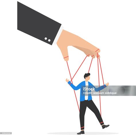 통제 꼭두각시 인형 꼭두각시 인형 또는 착취 권위 또는 보스 마이크로 관리 독재자 또는 노예 개념 사업가 꼭두각시 인형의 손