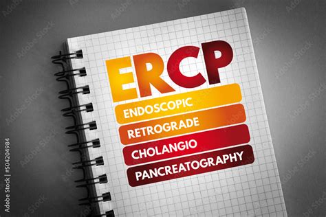 Ercp Endoscopic Retrograde Cholangiopancreatography Acronym On Notepad Concept Background 스톡