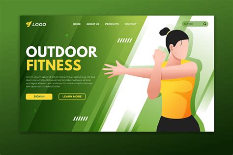 여자 운동 야외 피트니스 방문 페이지 체육관 개인 트레이너 및 피트니스 센터를위한 스포츠 웹 페이지 템플릿 디자인 가냘픈에 대한