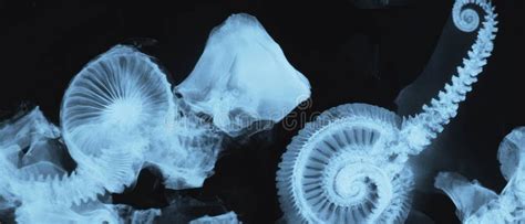Fossilized Ammonite And Spiral Shell Revealed In X Ray Of Ancient Life Forms Stock Image Image