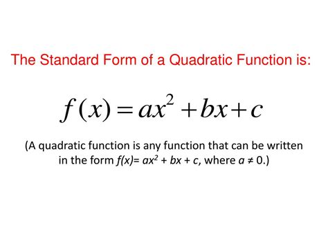 PPT Introduction To Quadratic Functions PowerPoint Presentation ID