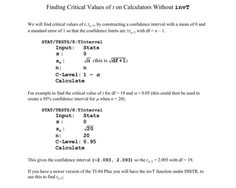 How To Find T Critical Value On Ti 83 How To Find Critical Value Of T Test