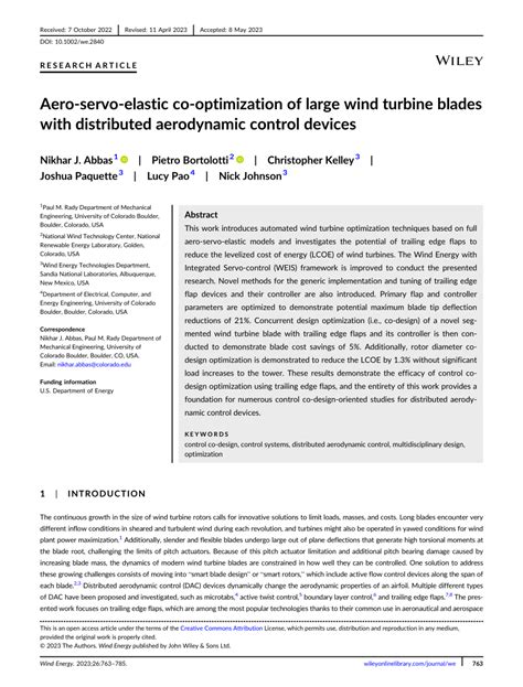 pdf aero‐servo‐elastic co‐optimization of large wind turbine blades