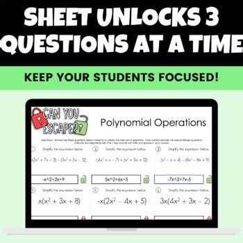 Adding Subtracting And Multiplying Polynomials Digital And Printable Activity
