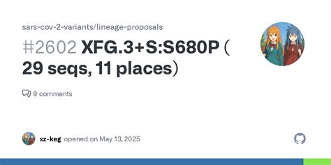 Xfg3ss680p 29 Seqs 11 Places · Issue 2602 · Sars Cov 2 Variantslineage Proposals · Github