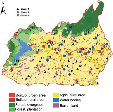 Landuse Map Of Lower Bhavani River Basin And Distribution Of Samples