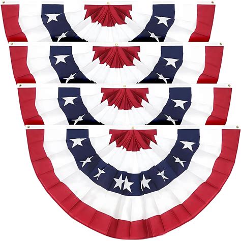 3x6 Ft American Bunting Flags Outdoor 4th Of July Pleated