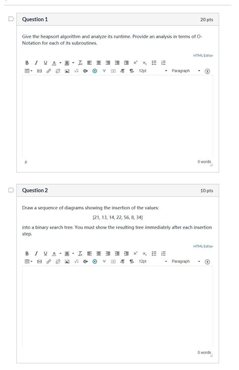 Solved Question 1 20 Pts Give The Heapsort Algorithm And
