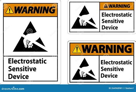 Warning Electrostatic Sensitive Device Sign On White Background Cartoon Vector Cartoondealer