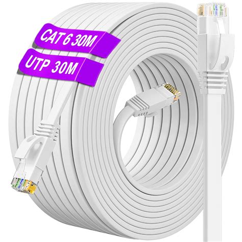 Cable Ethernet 30m Cat 6 Cable Rj45 30m Blanc Câble Réseau Long Cable Internet Haut Débit