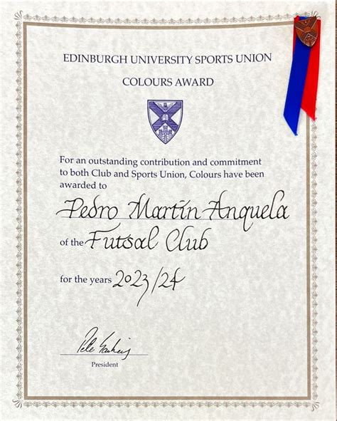 Pedro Martin Anquela On Linkedin Today I Was Able To Pick Up The Colours Award From The Edinburgh…
