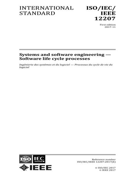 ISO IEC IEEE 12207 2017 First Edition Systems And Software Engineering Software Life Cycle