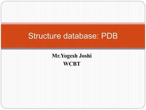 Protein Data Bank Pdb Bioinformatics Pptx