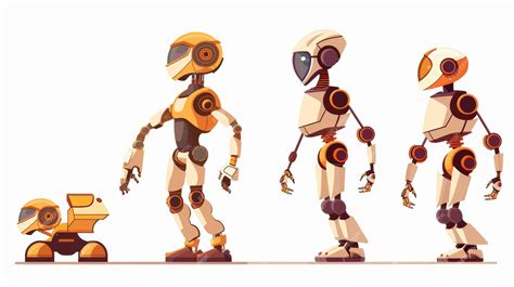 technological progression of robots cartoon illustration isolated on