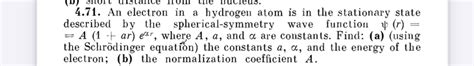 Solved 4 71 ﻿an Electron In A Hydrogen Atom Is In The