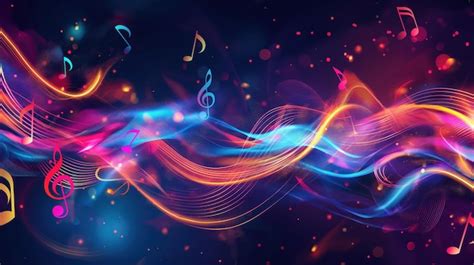 Premium Photo Abstract Digital Illustration Of Colorful Musical Notes And Flowing Wavelike