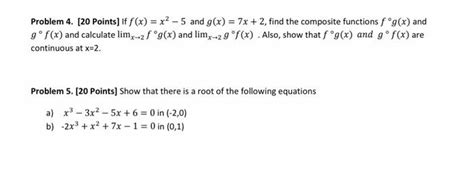 solved problem 4 [20 points if f x x2 5 and g x 7x