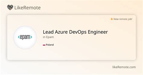 📩 Lead Azure Devops Engineer At 🏢 Epam 📍remote Job In 🇵🇱 Poland R