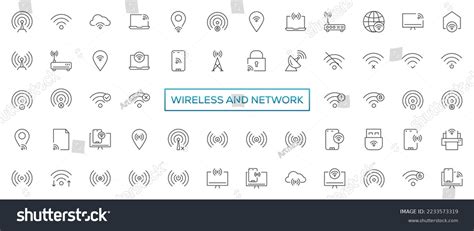 Wireless Network Vector Line Icon Set Stock Vector Royalty Free