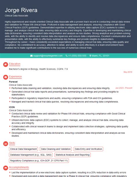 Clinical Data Associate Resume Template Resumegemini Online Resume Builder