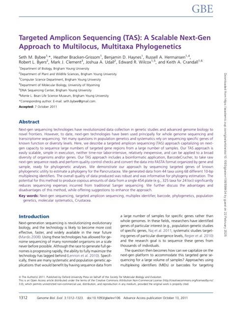 Targeted Amplicon Sequencing A Scalable Next Gen Approach To Multilocus