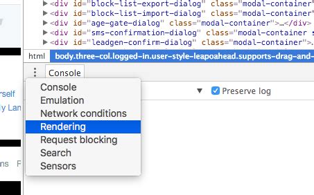 Where Did Rendering Go In Chrome DevTools Stack Overflow