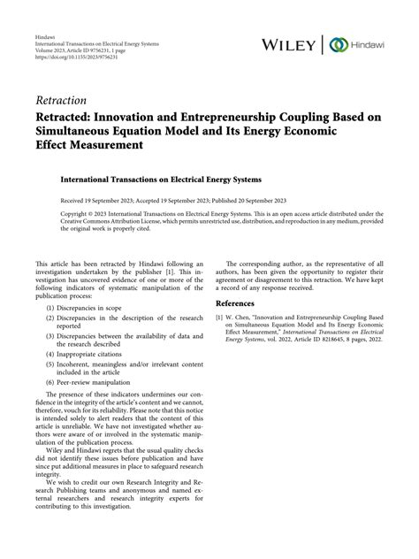 Pdf Retracted Innovation And Entrepreneurship Coupling Based On Simultaneous Equation Model