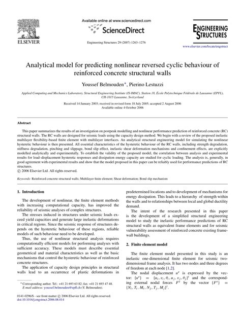 Pdf Analytical Model For Predicting Nonlinear Reversed Cyclic