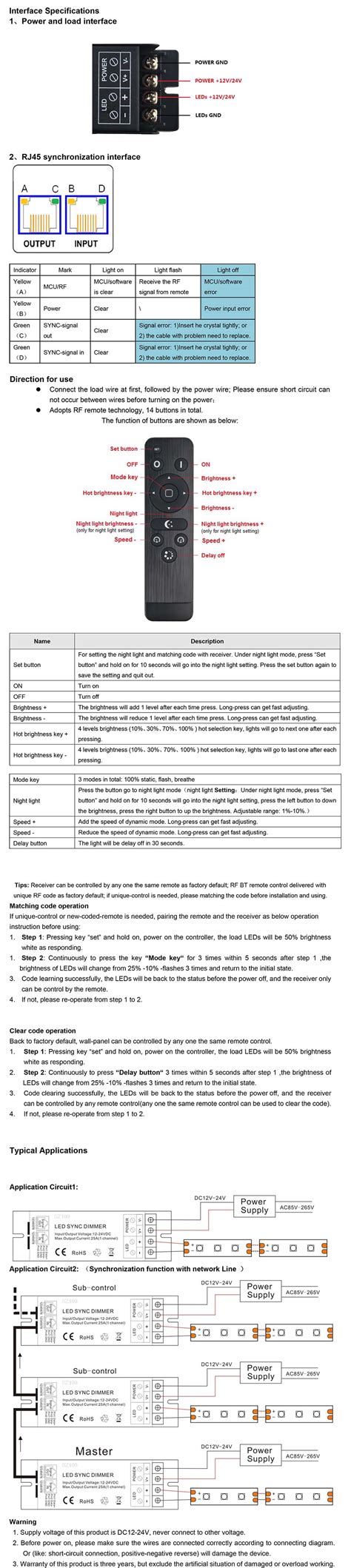 Constant Voltage Single Color Dimmer For LED Lights