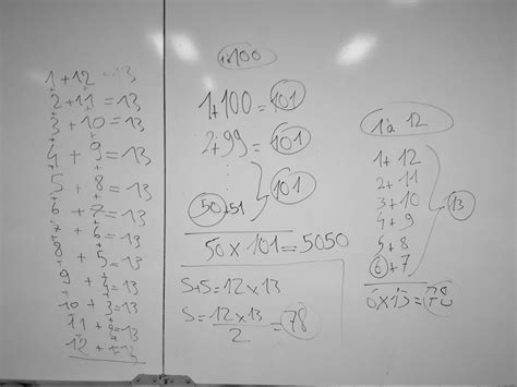 un calcul très astucieux de la somme des nombres de 1 à 100 à vos