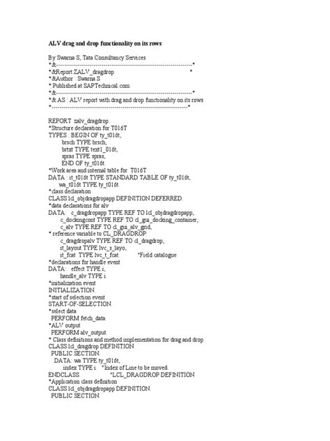 Alv Drag And Drop Functionality On Its Rows Pdf Class Computer