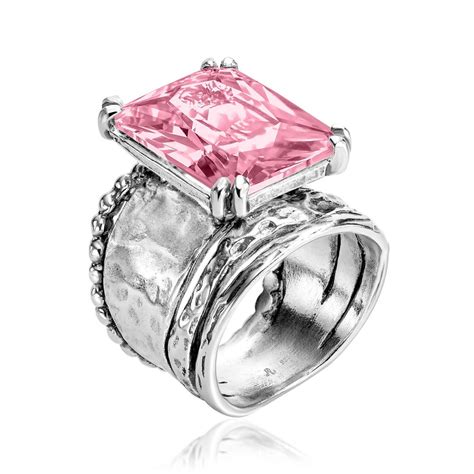 Pink Sterling Silver Ring Pink Cz Ring Pink Jewelry Valentines Day