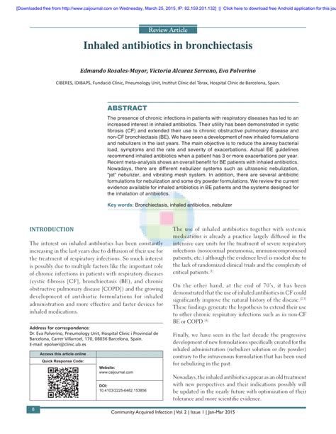 Pdf Inhaled Antibiotics In Bronchiectasis