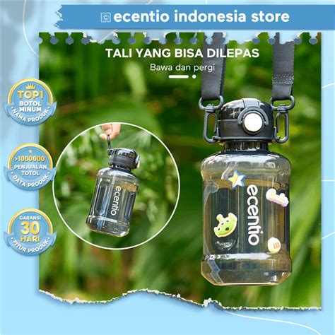 Ecentio 1 Liter Drinking Water Bottle Bpa Free Sport School Office