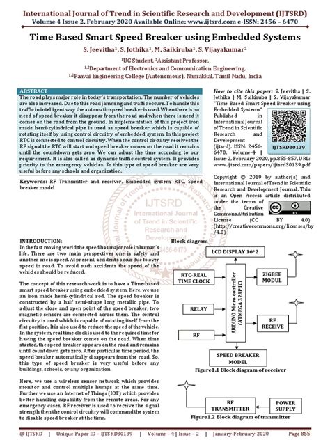 Time Based Smart Speed Breaker Using Embedded Systems Pdf Relay Electricity