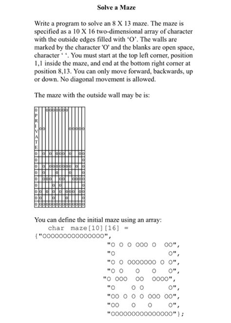 Solved Solve A Maze Write A Program To Solve An 8 X 13 Maze