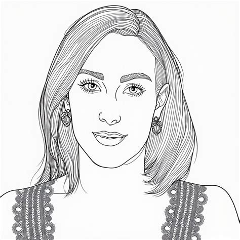Portrait Femme à Colorier Avec Détails élégants Magicoloriage