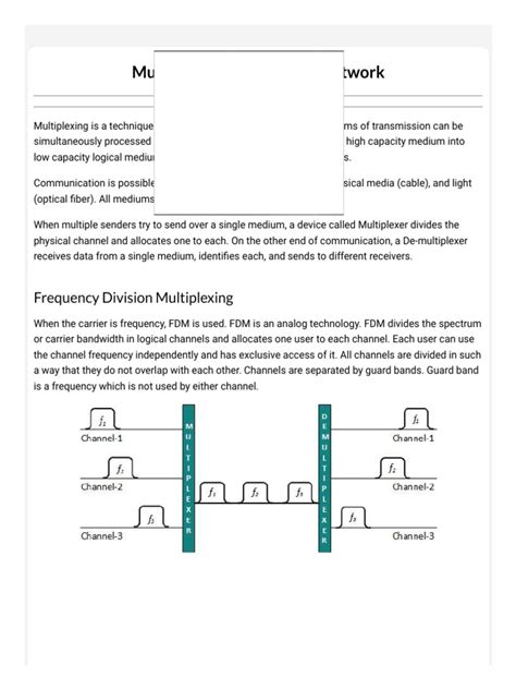 Multiplexing In Computer Network Pdf Multiplexing Transmission Medium