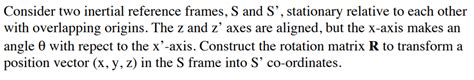 Solved Consider Two Inertial Reference Frames S And S Chegg