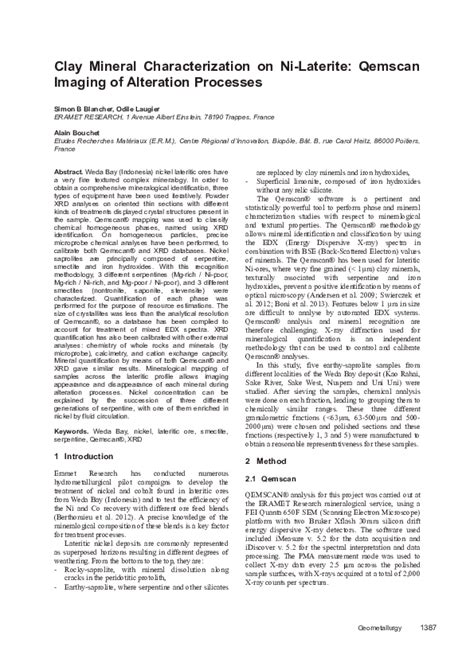Pdf Clay Mineral Characterization On Ni Laterite Qemscan Imaging Of