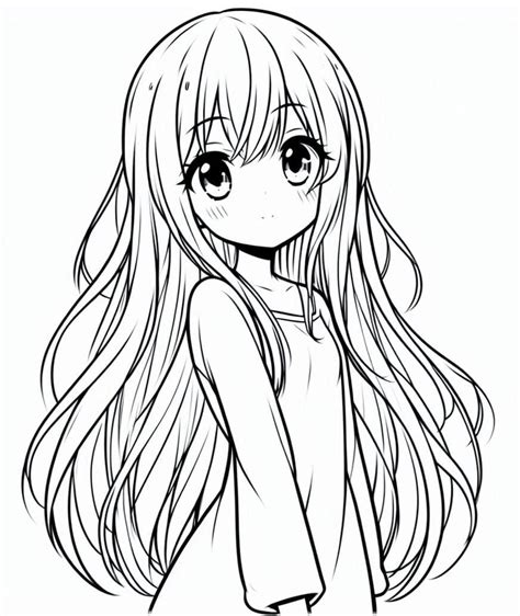Long Hair Anime Girl Coloring Pages Coloringlib