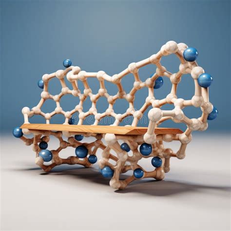 Three Dimensional Molecule Couch Organic Chemistry Inspired Bench Stock Illustration