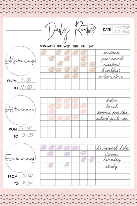 daily routine tracker printable