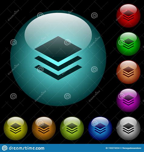Layers Icons In Color Illuminated Glass Buttons Stock Vector Illustration Of Graphic
