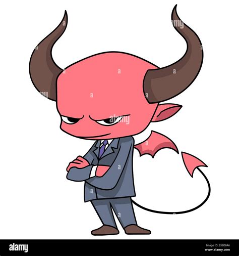 Cartoon Doodle Of Business Activities Evil Faced Devil Businessman