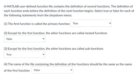 Solved A Matlab User Defined Function File Contains The