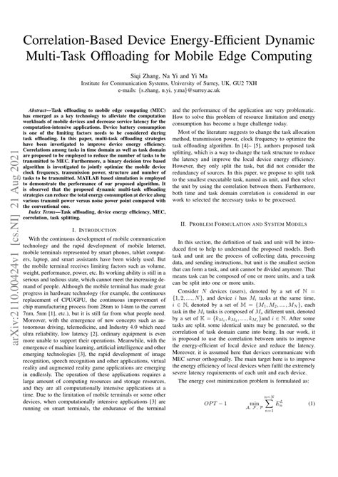 Pdf Correlation Based Device Energy Efficient Dynamic Multi Task