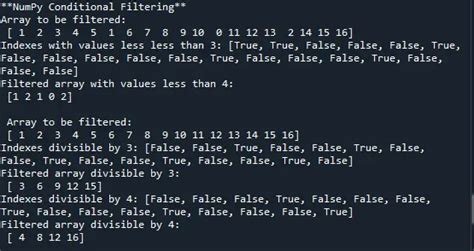 numpy conditional filtering sourcecodester