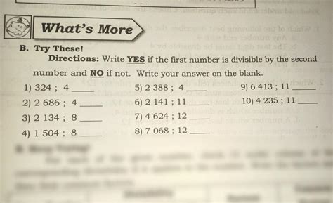 write yes if the number is divisible by the second number and no if not write your answer on